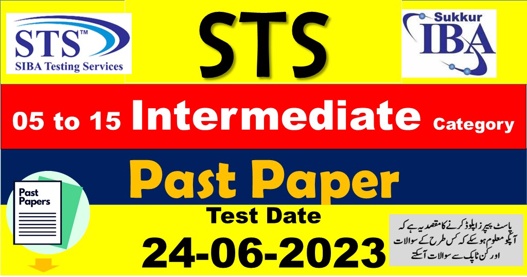 IBA STS 5 to 15 Intermediate Category Past Paper 24-06-2023 (Evening Shift)