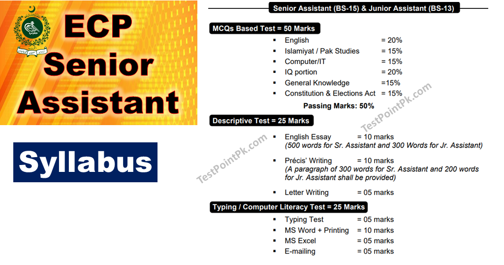 ECP Senior Assistant Syllabus 2025 & Past Papers