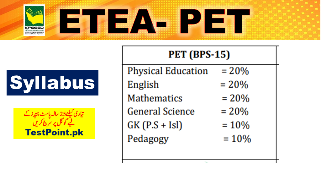 ETEA PET Syllabus 2025 & PDF Books